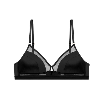 里性真丝无钢圈复古网纱拼接内衣