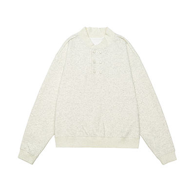 GOGOSOON亨利领卫衣男2026春秋新款简约休闲高级感套头Boxy上衣潮