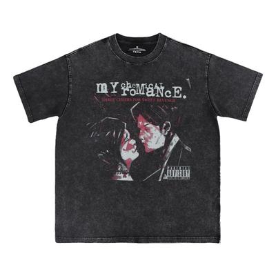 摇滚乐队水洗做旧灰美式短袖T恤