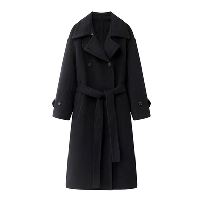 艾诺丝国内代购2025年冬季新款长款双面大衣女毛呢外套女AR234023