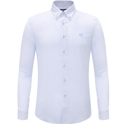 Navigare意大利小帆船紫色条纹衬衫男长袖2025秋季休闲打底衬衣