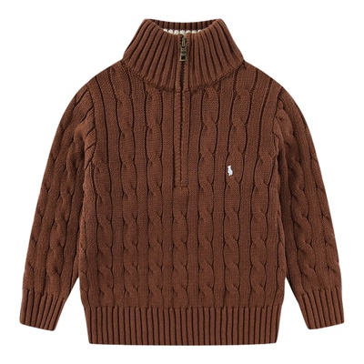 RL140男女童小马半拉链厚款麻花纯棉针织衫外套秋冬90-170