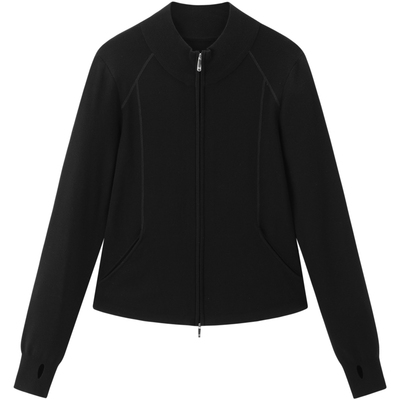 太平鸟鱼骨线显瘦双拉链针织开衫