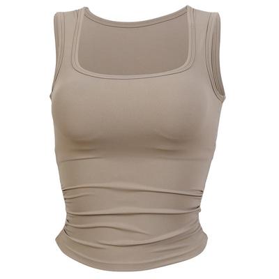 固定胸垫运动背心高弹不勒肩