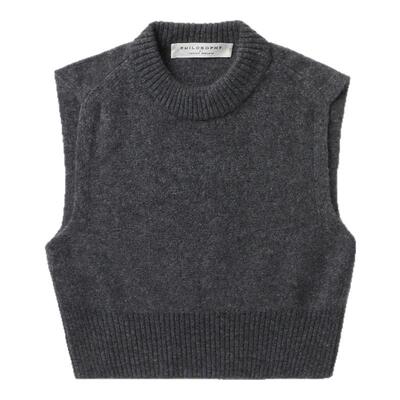 IT小圆领无袖短款针织背心