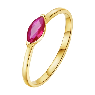 ILCO尤珂 K金天然红宝石戒指轻奢小众马眼彩宝戒异形尾戒叠戴细戒