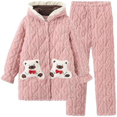 雪俐珊瑚绒夹棉家居服睡衣