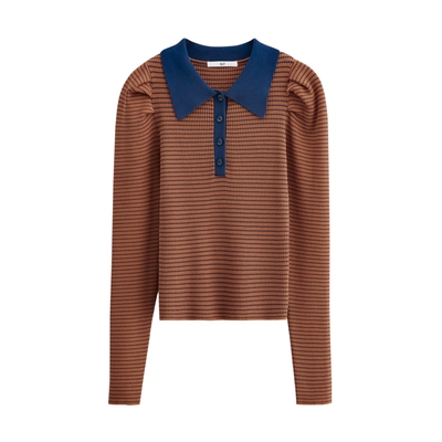 sly复古通勤风泡泡袖针织衫