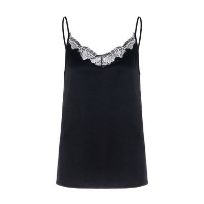 LYNEE【伊甸园】睫毛蕾丝吊带背心 醋酸缎面质感 重工绣花v领上衣