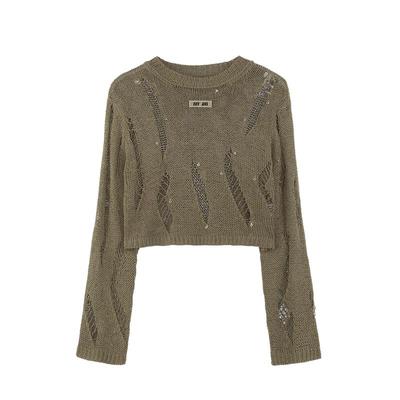 REVAN芮范设计师款洗旧感钉钻破洞毛衫RM30601008