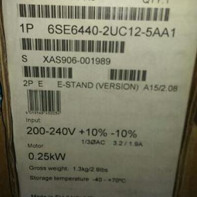 议价1P 6SE6440-2UC12-5AA1西门子0.25kW MICROMASTER 440变频器