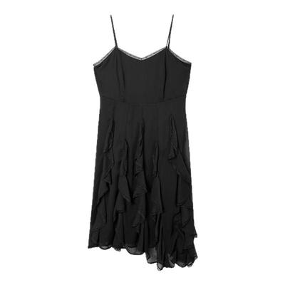 NAZ那子大码 雪纺皱韩系重工蕾丝花边不规则胖mm显瘦吊带连衣裙夏