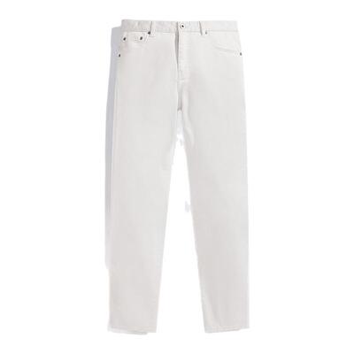 太平鸟男装彩牛裤白色直筒牛仔裤男士B1HAE2192