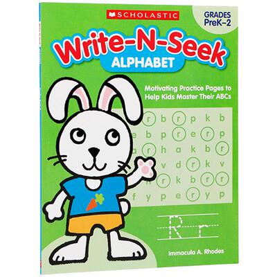 英文原版帮助孩子掌握字母表 WRITE N SEEK Motivating Practice Pages to Help Kids Master Alphabet提高学习兴趣英语单词练习册