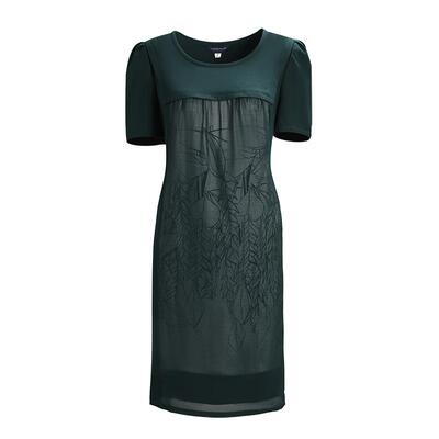 靓诺绿色暗花连衣裙ll16211a