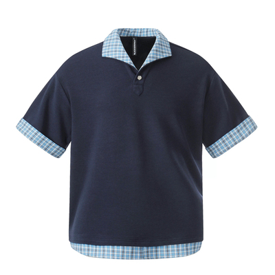 高智感假两件格纹拼接POLO衫