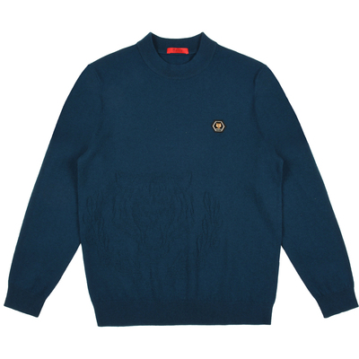 Raidy Boer/雷迪波尔秋冬男士虎头提花工艺羊毛圆领针织毛衣 5036