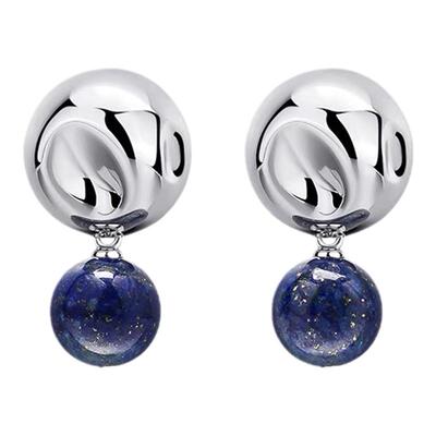 豆豆同款925银针青金石银球耳环
