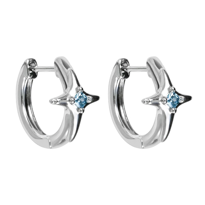 KNA珂娜「海雾星环」浅蓝锆石耳扣316L医用钛钢耳圈星芒耳饰耳钉