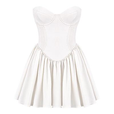 性感束腰迷你连衣裙白色