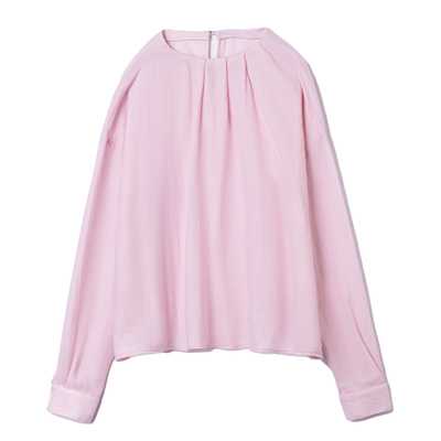 Sue.M 松弛老钱风粉色领口压褶设计感衬衫26春新款极简高级感衬衣