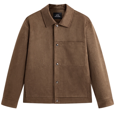 【商场同款】太平鸟男装 2026年春季新款仿麂皮翻领夹克B1BCG1201