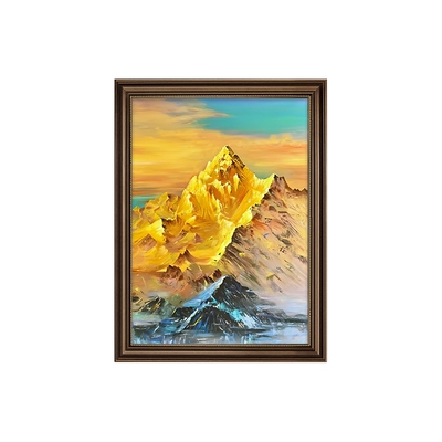 日照金山玄关装饰画入户正对门大芬村手绘油画客厅挂画高级感壁画