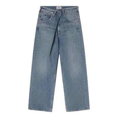 AGOLDE交叉腰宽松直筒裤全长