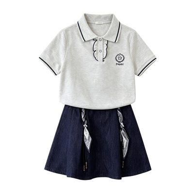 贝田女童夏季韩范套装夏款两件套