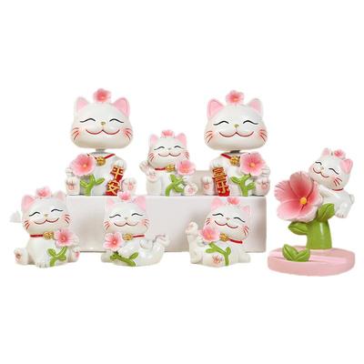 沁园春可爱摇头招财樱花猫摆件客厅创意家居装饰品桌面小摆设支架