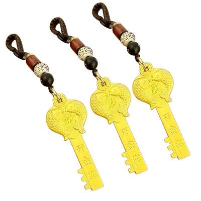 圣仕雷黄铜龙年开金库五福钥匙扣