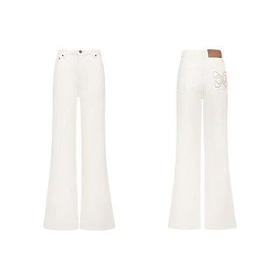 ANN ANDELMAN 25春夏女士复古做旧感白色牛仔裤银泰百货301286