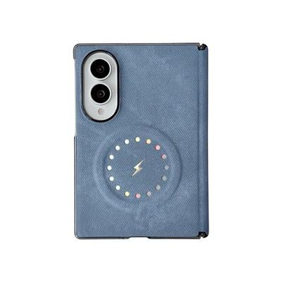 单中轴闪电磁吸牛仔纹适用于三星ZFold8阔折叠手机壳新款SamsungZFOLD8Ultra专用后壳zfold7轻奢商务高级感套