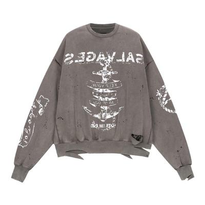 SALVAGES高级潮牌圆领做旧卫衣