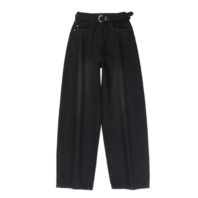 欧货冬新款黑色加厚加绒弯刀裤女