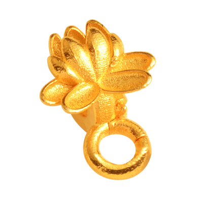 18k金古法吊坠扣au750黄金配件连接扣小米珠珍珠项链挂坠莲花扣头