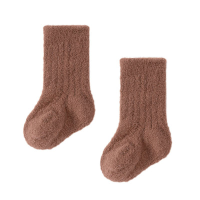 babylove婴儿中筒袜秋冬款保暖加厚宝宝袜子纯色百搭新生儿护脚袜