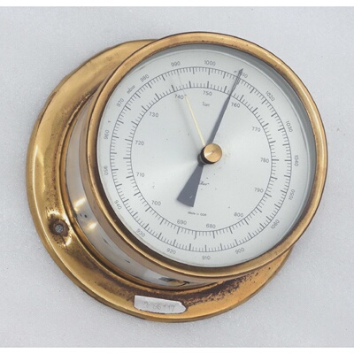 FISCHER BRASS MARINE SHIPS BOAT WEATHER ANEROID BAROMETER TH