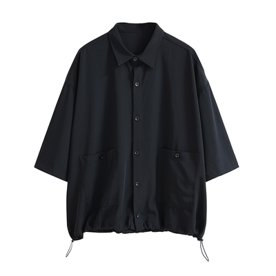 万籁俱寂翻领七分袖垂顺廓形衬衫