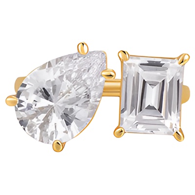 双石拼接开口戒简约欧美风