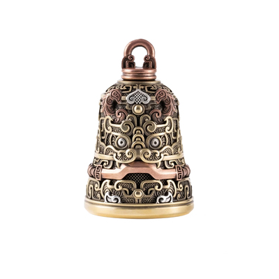 琢匠大青铜纹铃铛摆件复古挂饰铜铃汽车挂件国风文创狮咬剑手把件