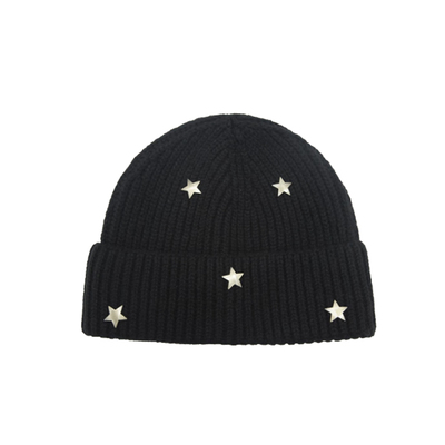 星星针织毛线帽子女士秋冬季保暖加厚显脸小包头冷帽大头围堆堆帽