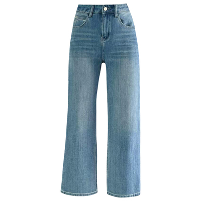 春季四面弹女牛仔百搭直筒奶奶裤