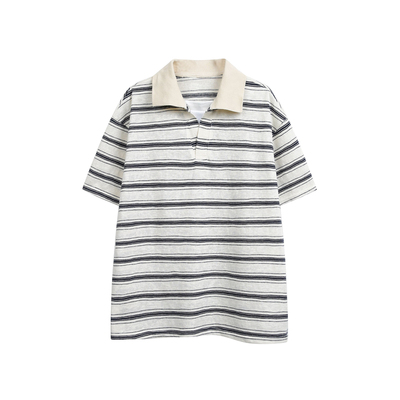 ISTURE 美式复古老钱风撞色条纹POLO短袖夏季男女百搭休闲半袖T恤