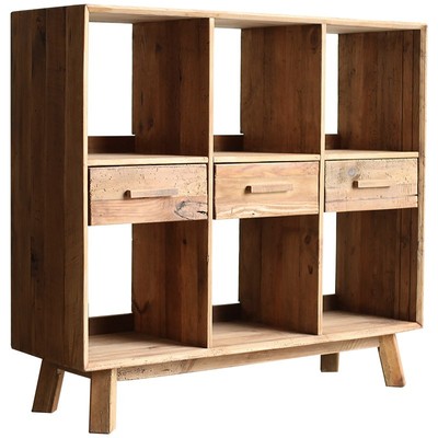 左岸麦田六格三斗老松木玄关柜