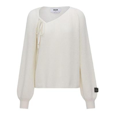 MSGM套头斜领系带针织毛衣