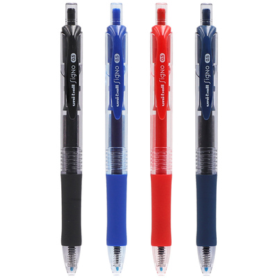 uni大容量蓝黑红色按动中性笔