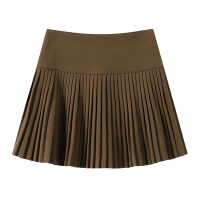 DDXZ夕子卡其色细边时尚百褶裙女