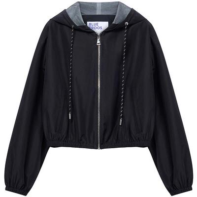 BLUE ERDOS26早春新品休闲百搭连帽廓形抽绳短款外套B2265J021