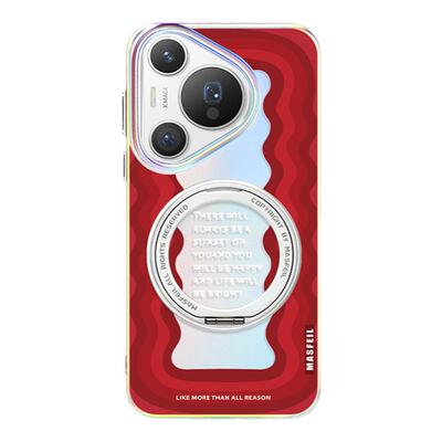 MASFEIL × 简约波浪适用华为Pura80pro手机壳磁吸pura70支点壳新款带支架全包p70女保护套高级Lo5新年红色+